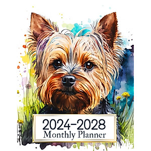 2024-2028 Monthly Planner 5 Years: January 2024 - December 2028 with Holidays | Dog Cover