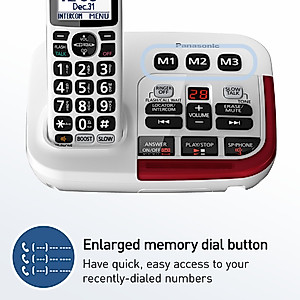 Panasonic Amplified Cordless Phone KX-TGM420W with Enhanced Noise Reduction and Digital Answering Machine - 1 Handset (White)