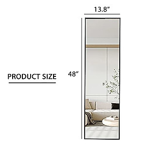 NebulaDeco Full Body Mirror with Stand,Black Metal Frame Wall Mounted Full Body MirrorGold Floor Standing Large Mirror48*13.8",Body Mirrors for Bedroom,Living Roomfull Length Mirror