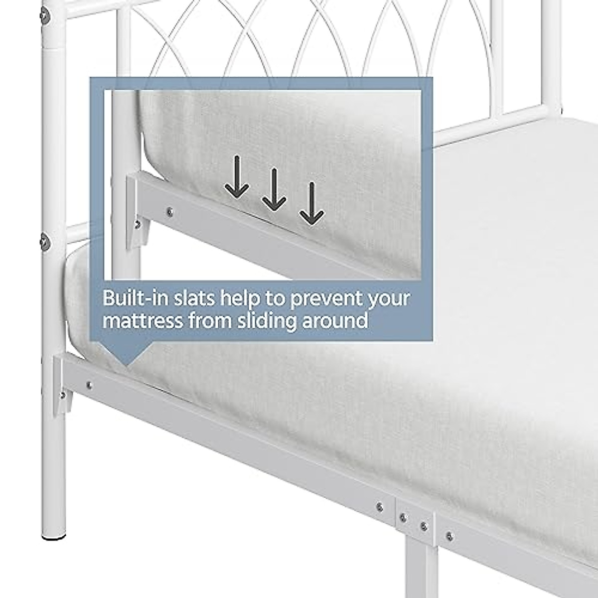Yaheetech Twin Bed Frame Metal Platform Bed with Petal Accented Headboard/Footboard/14.4 Inch Under Bed Storage/No Box Spring Needed, White