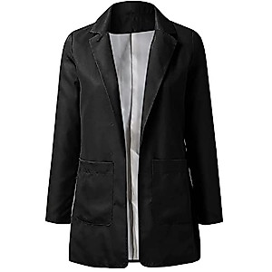 Womens Casual Office Blazer Jackets Casual Fashion Front Open Cardigan with Pockets Solid Color Lapel Dressy Work Suit Black