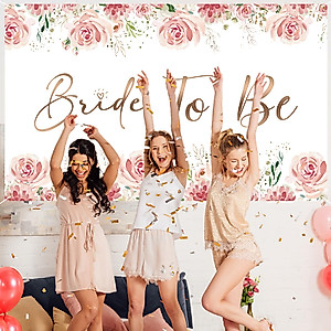 Vlipoeasn Bride to Be Banner Backdrop, Flower Bachelorette Party Decorations, Rose Gold Bride to Be Sign for Bridal Shower Decorations, Bridal Shower Party Supplies