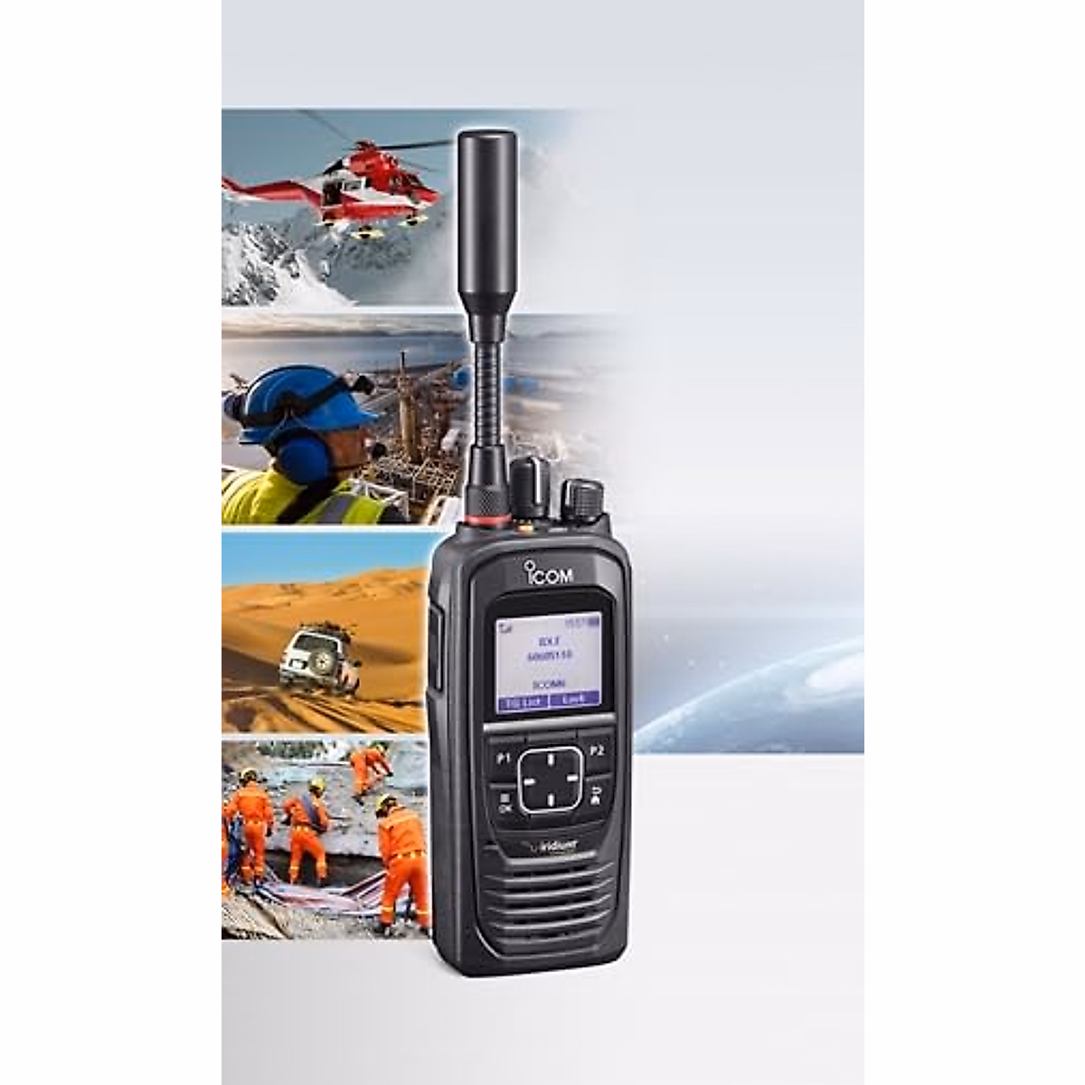 ICOM IC-SAT100 Icom & Iridium Satellite Push-to-Talk PTT Transceiver Two-Way Radio - Global Use