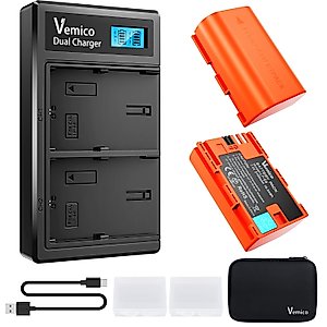 Vemico LP-E6 LP-E6N Battery Charger Set 2 x 2100mAh Replacement Batteries Dual Slots LCD Type-C Cable Charger for EOS 5D Mark IV/5D Mark III/5DS R/5D Mark II/6D/7D Mark II/7D/80D/70D/60D/60Da