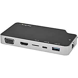 StarTech.com USB C Multiport Adapter - USB-C to 4K HDMI or VGA Video with 100W Power Delivery Pass-Through, 2-Port 10Gbps USB Hub, MicroSD, GbE - USB 3.1 Gen 2 Type-C Mini/Travel Dock (CDP2HVGUASPD)