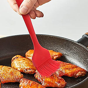 MJIYA Silicon Basting Brushes, Heat Resistant Pastry Brushes, Spread Oil Butter Sauce Marinades for BBQ Grill Barbeque & Kitchen Baking, Cooking (Red)