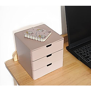 whillar Vanity Organizer, 3-Drawer Dresser Bathroom Countertop Organization Storage Holder, Small Cute Makeup Organizer Cabinet with Drawer for Women Girls (Pink)