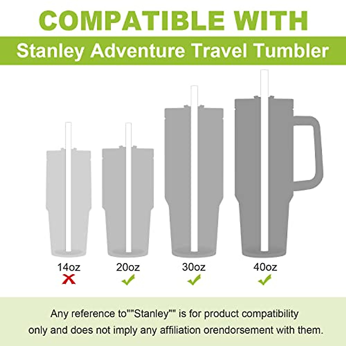 Straw Replacement 40 oz for Stanley Adventure Travel Tumbler, 6 Pack Reusable Straws Plastic Straws with Cleaning Brush Compatible with Stanley 40oz Stanley Cup