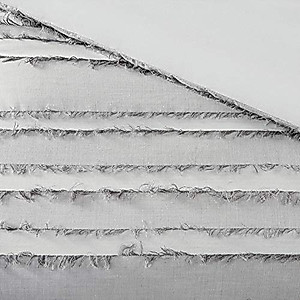 Urban Habitat Avery 100% Cotton Clipped Jacquard Duvet Casual Stripe Design, All Season Comforter Cover Modern Bedding Set with Matching Sham, Decorative Pillow, Full/Queen, Grey 5 Piece