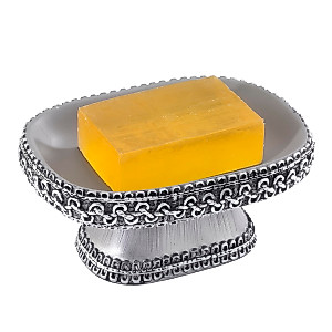 Avanti Linens Braided Medallion Silver and Grey Resin Soap Dish