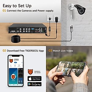 TIGERSECU Super HD 1080P 8-Channel Hybrid 5-in-1 DVR Security Recorder with 1TB Hard Drive, for Up to 5MP(12.5fps) TVI/AHD/CVI/Analog and IP Cameras (Cameras Not Included) (Renewed)