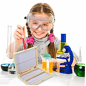 CIYODO Box Biological Slice Box Wooden Slide Storage Holder Slide Storage Wooden Holder Microscope Metal Slideshow