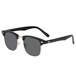 aisswzber Retro Semi Rimless Sunglasses Half Frame UV400 Glasses 3016s-blacknew