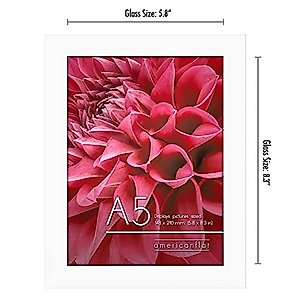 Americanflat A5 Picture Frame in White - Composite Wood with Shatter Resistant Glass - Horizontal and Vertical Formats for Wall and Tabletop - 5.8 x 8.3 in