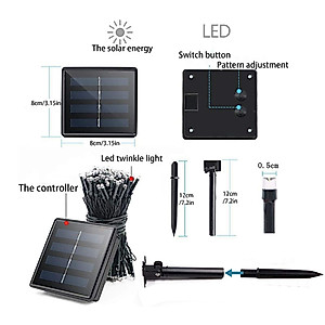 Gavenia Decorative Solar Lights Outdoor,72FT 200 LED 8 Modes Fall Lights Christmas Lights Waterproof Solar Garden Lights Fairy Lights for Home Patio Party Wedding Decor,Warm White