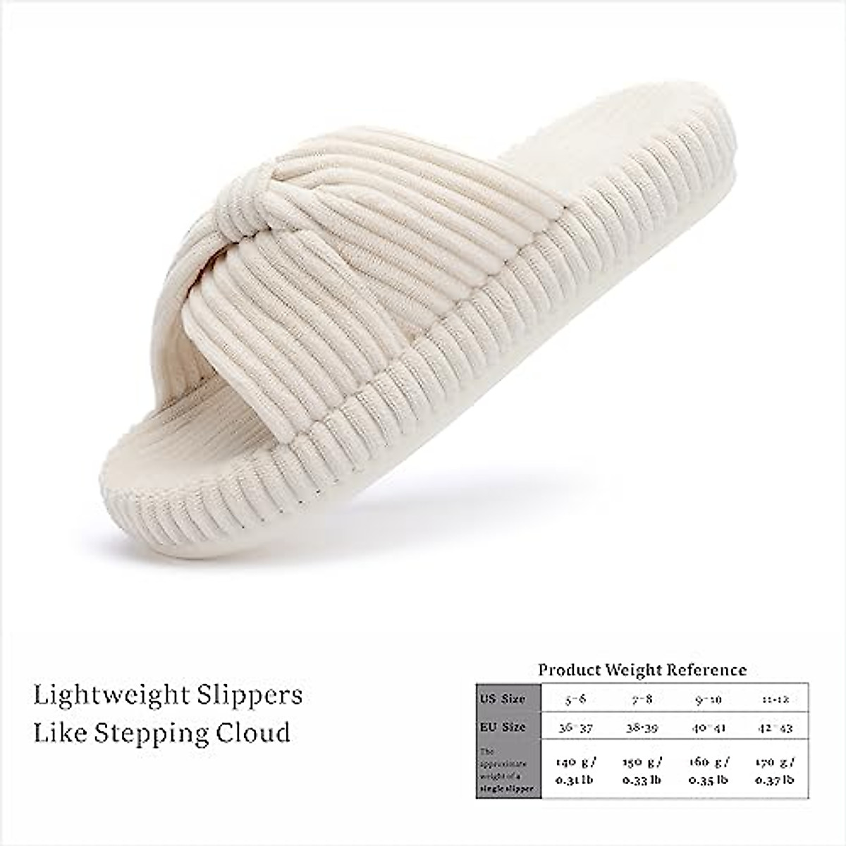 Chantomoo Slippers for Women Memory Foam House Bedroom Corduroy Bow Crossbands Slide Slipper Shoes Comfy Trendy Gift Slippers Beige Size7 8 6..5