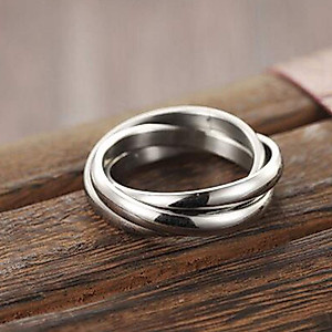 Jude Jewelers Stainless Steel Three-in-One Braided Interlocking Infinity Wedding Band Promise Anniversary Ring (Silver, 5)