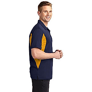 SPORT-TEK Men's Side Blocked Micropique Sport Wick Polo 3XL True Navy/Gold