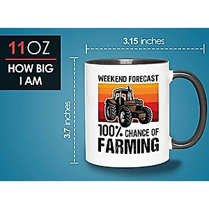 Bubble Hugs Farmer Birthday Two Tone Black Edition Coffee Mug 11oz - Forecast Farming - Dry Farming Farm ranch Market Garden Agricultural Seed Drill Acre Hay Tractor Farmer Crops
