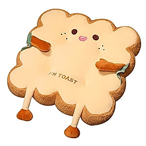Toast Bread Pillow Cushion, Square Chair Cover Seat Cushion Pad Super Soft Floor Seat Pad for Bedroom, Chair Pads Cushion Plush Cushion for Office Kawaii Plush Toy Gift for Birthday, Christmas