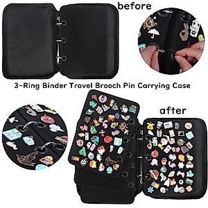 Enamel Pin Display Pages Pin Carrying Case, Pins Collection Storage Organizer Case, Travel Brooch Pin Display Bag with 6 Binder(Pins Not Included)