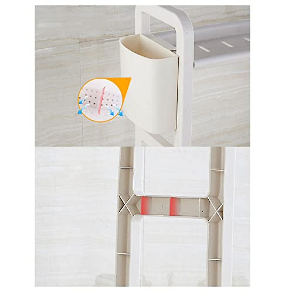 FIZZOQI 2 Layer Kitchen Spices Bottle Organizer Rack Multi-Functional Organizer Shelf Home Durable Storage Shelf Eco-Friendly Stand White Utility Rack Floor Storage Rack