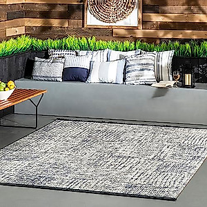 nuLOOM Vada Fringe Indoor/Outdoor Area Rug, 9' x 12', Grey