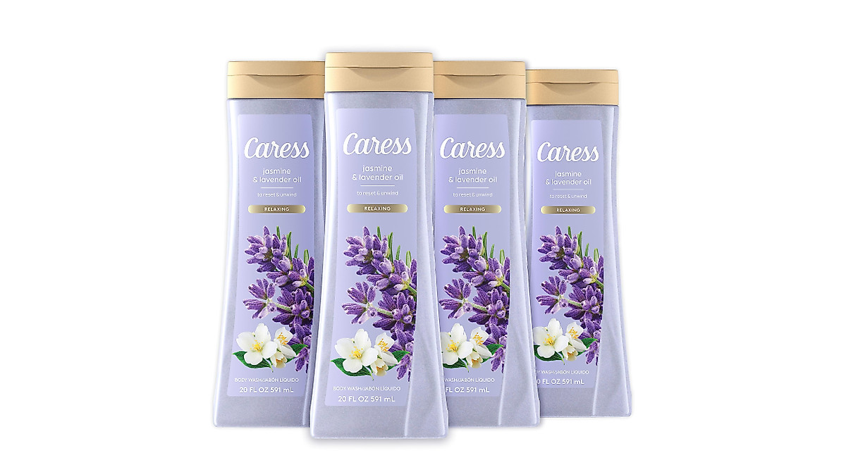 Caress Jasmine & Lavender Body Wash for Women - Relaxing 4-Pack
