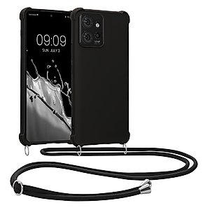kwmobile Crossbody Case Compatible with Motorola ThinkPhone Case - TPU Silicone Cover with Strap - Black