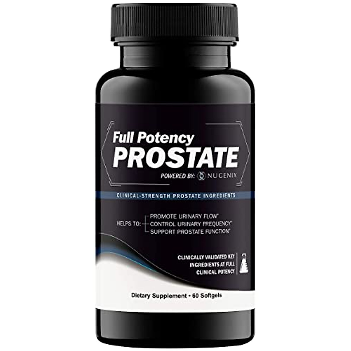 Nugenix Full Potency Prostate Supplement for Men - Clinical-Strength Ingredients, Saw Palmetto, Helps to Increase Urinary Flow, Control Urinary Frequency, and Support Prostate Function, 60 Capsules