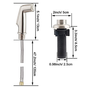iFealClear Kitchen Sink Side Sprayer, Kitchen Sink Faucet Replacement Parts Compatible with Moen/ 1/4inch Sink Connector Faucet, Pull Out Sprayer with Hose for Home School, 3 Adapters, Brushed Nickel