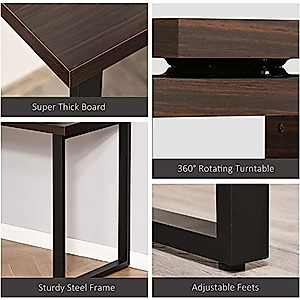 Royal Wood 55" 360° Rotating L-Shaped Home Office Computer Desk, Rotating Corner Desk with Storage Shelves, Left or Right Side Combo Table, Study Writing Desk Two Workstations,Espresso