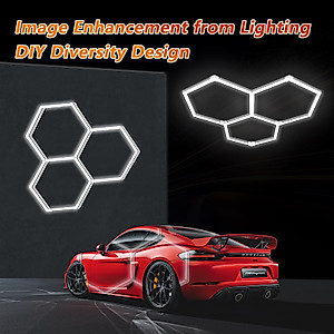 TOGJNDLL 𝑵𝒆𝒘 Hexagonal Garage Lights, Thickened Aluminum 3 Hexagonal Grid with Rectangular Frame, High Brightness 120W 14400LM 110V, for Garages, Shops, Basements, Car Beauty Shops, 3-Yr Warranty