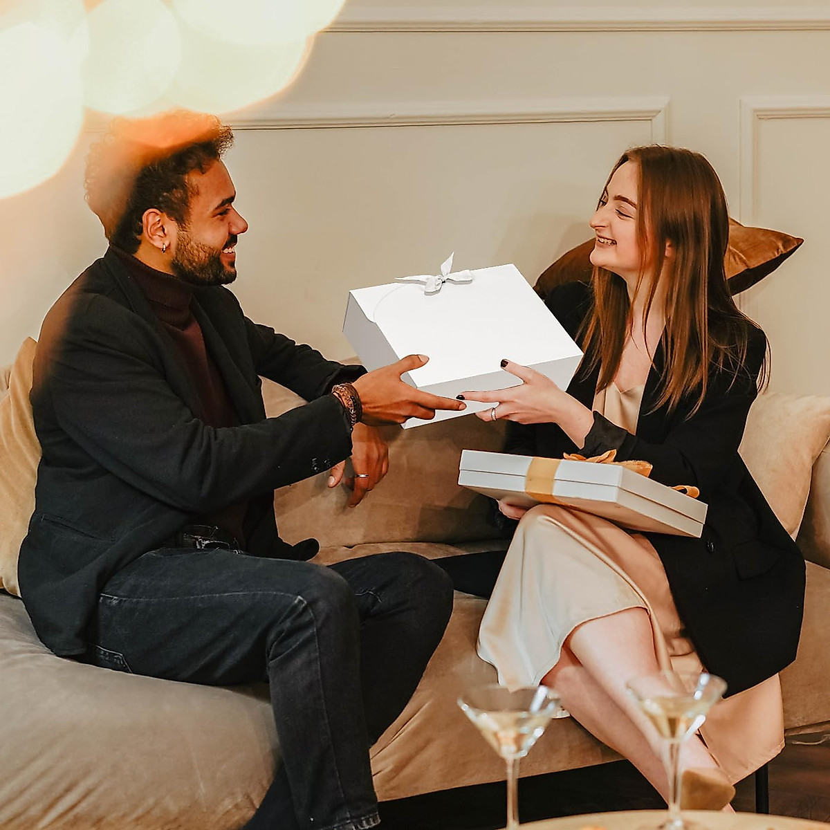 WLUSEAXI 12Pack Gift Boxes, 10x10x4 Inches Bridesmaid Proposal Box, White Boxes for Gifts, Paper Gift Box with Ribbon for Presents, Wedding, Bridal Shower, Baby Shower, Birthday Party, Graduation