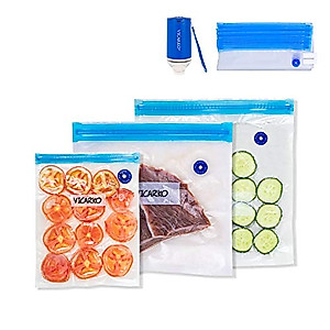 VICARKO Vacuum Sealer Bags, Vacuum Storage Bags, Sous Vide Bags, Reusable Bags, Food Saver Zipper Bags, Upgraded Valve, BPA Free,10 Pcs, 4.3L, 13.5 x 10.5"