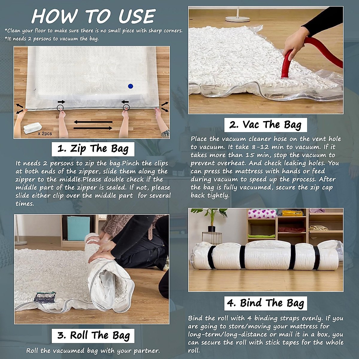 Meersburg Vacuum Storage Bag for Mattress – Vacuum Seal Bag for Memory Foam and Latex - Easy Moving, Shipping and Storage (King/Cal King)