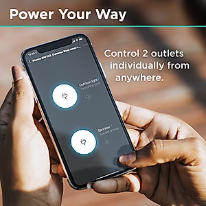 iHome Flow Outdoor Smart Plug with Dual Sockets, Weatherproof IPX3 WiFi Plug with 2 Individually Controlled Smart Outlets, Works with Alexa & Google Home Voice Activation