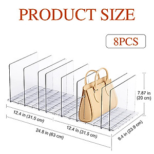 Generic 8PCS Purse Organizer for Closet,Adjustable Clear Shelf Dividers Purse Bag Divider for Closet Organizer,Handbag Organizers for Closets, SNTN1, transparently