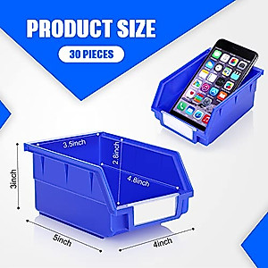 30 Pcs Wall Mounted Storage Bins Without Rack Plastic Hanging Parts Bins 5 x 4 x 3 Inches Open Front Small Screw Organizers Wall Mount Tools Organizers for Kitchen Workshop Classroom Office Parts