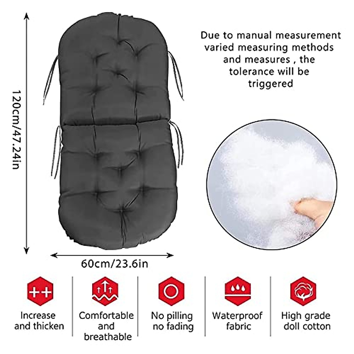 SRHMYJJ Swivel Rocker Cushion with Ties, Washable & Uv-Resistant Rocking Chair Pads, Cushion Mat for Recliner Rocking Rattan Chair Garden Seat Cushion Sofa Tatami Mat (Orange 47.24 * 23.6 * 5in)