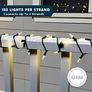Joiedomi Clear Christmas Lights Outdoor, 300(2x150) Counts 77.8FT Christmas Tree Lights Indoor, Warm White String Lights, Green Wire Xmas Lights Decorations for Holiday Event Wedding Party Decor