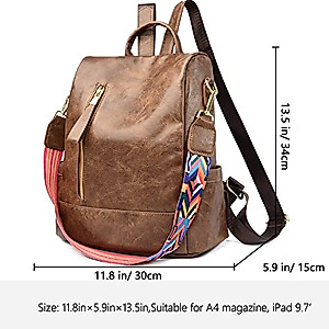 ZOCILOR Backpack Purse for Women, Stylish Leather Design, Large Capacity Travel & College Shoulder Bag, Anti-Theft Feature with Rear Zipper Opening (Camel)