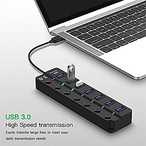 JSANSUI Distributor hub Usb3.0 Splitter 7-Port USB3.07-Port Hub 7-Port High-Speed Multi-hub Extension with PC and Laptop Switch