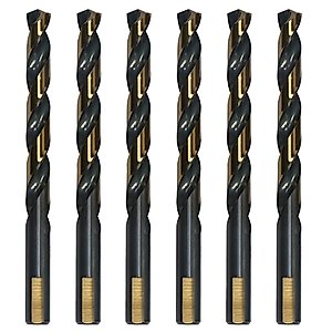 VALYRIANTOOL 6PCS 3/8" HSS Black Gold Twist Drill Bits Set, 135 Degree Split Point, Jobber Metal Drill Bit, General Purpose for Use in Mild Steel, Copper, Aluminum, Zinc Alloy, Wood, and Plastic