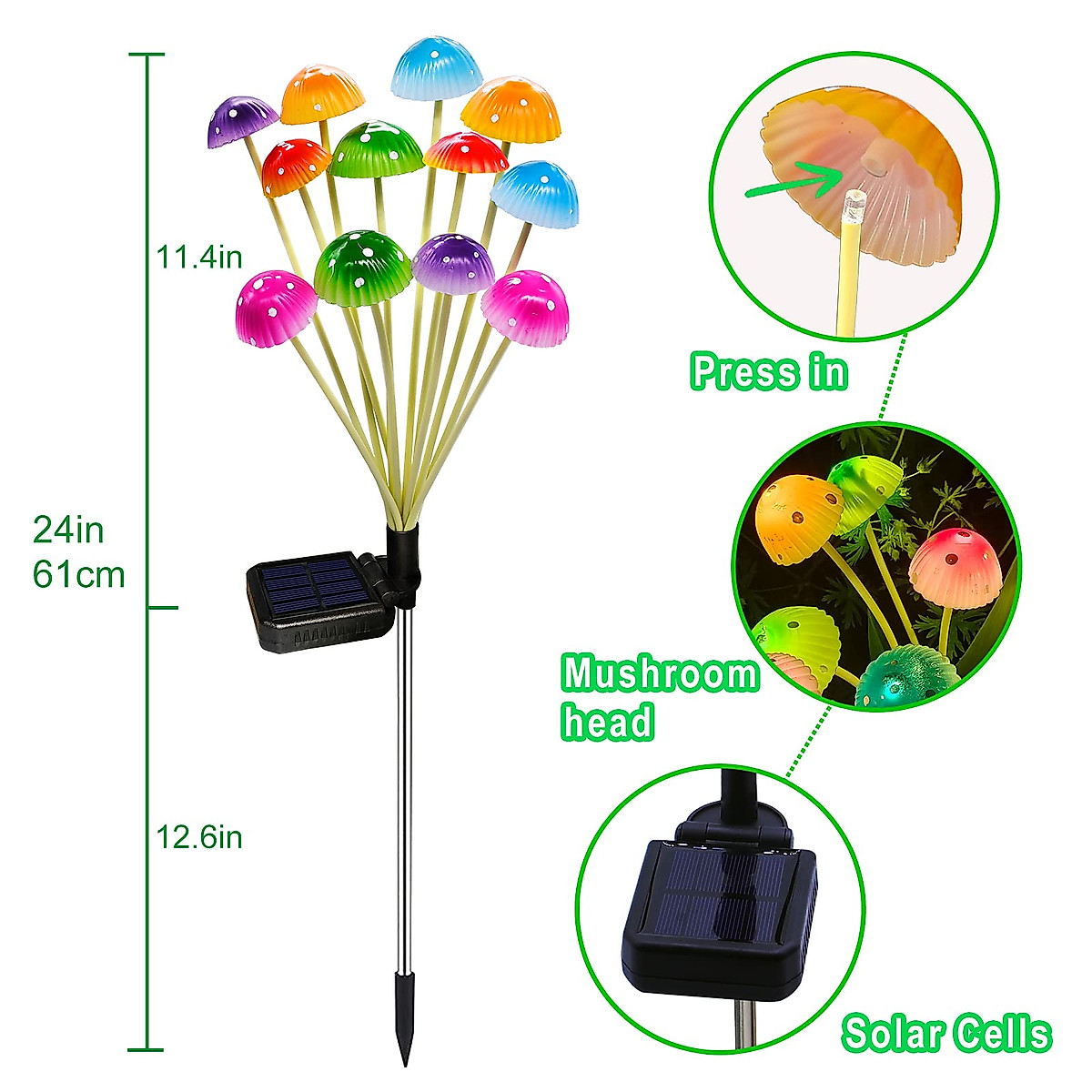 Solar Garden Lights, 2 Pack Solar Mushroom Lights Outdoor, Upgraded 24LED Mushroom Flower Light Yard Decor Outside Waterproof, Garden Decor for Lawn Front Porch Patio Backyard