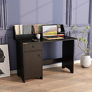 ALISENED Computer Desk with Drawers and Hutch,Small Home Office Desk，Wood Desk Executive Desks with Storage Shelf, Writing Desk with File Drawer for Bedroom Small Space