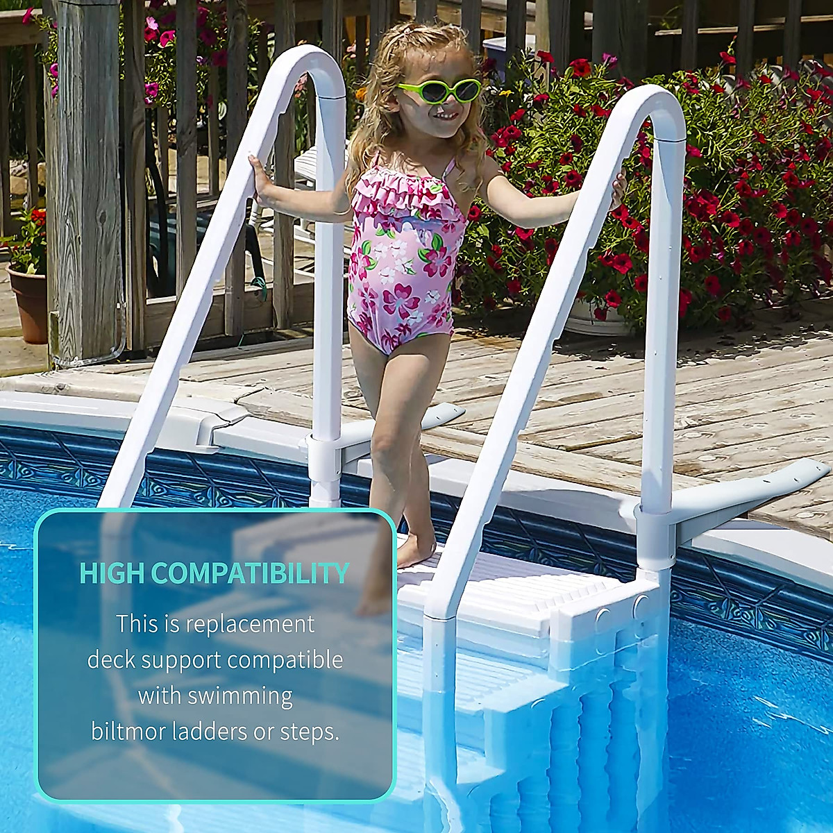 Replacement 160-0001PG Deck Support for Above Ground Swimming Pool BiltMor Step - 2 Pack White