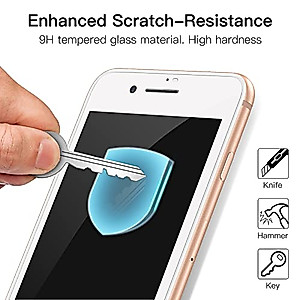 JETech Full Coverage Screen Protector for iPhone 8 Plus/7 Plus 5.5-Inch, White Edge Tempered Glass Film with Easy Installation Tool, Case-Friendly, HD Clear, 3-Pack (White)