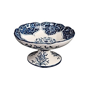 NTTNL Fruit Bowl Creative Blue and White Ceramic Fruit Plate Living Room Coffee Table Snack Dried Fruit Bowl Storage Plate Vegetable Salad Kitchen