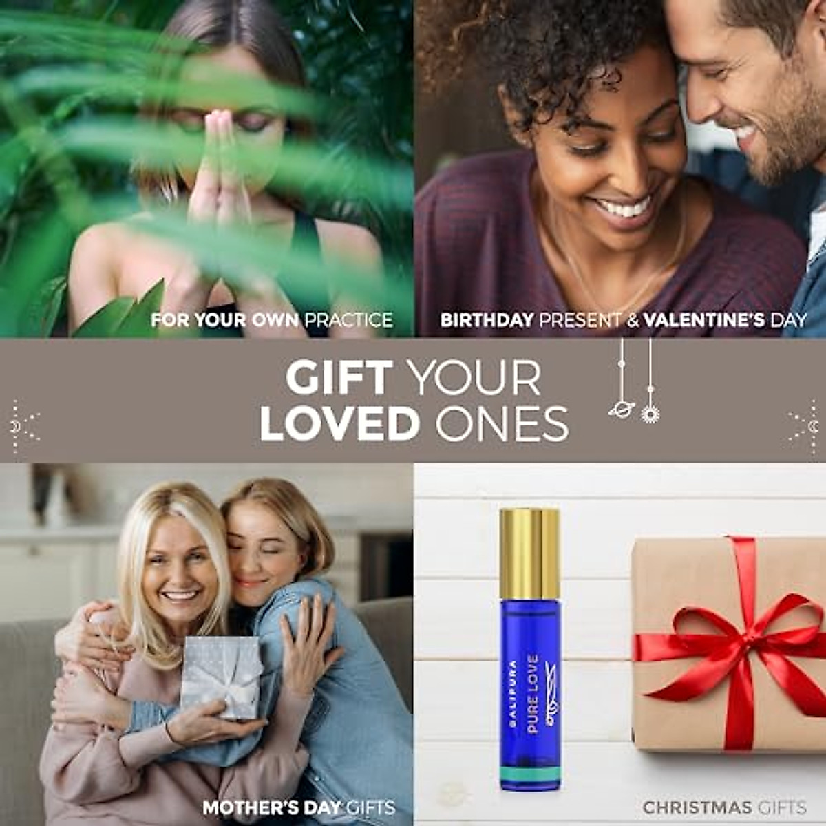 BALIPURA - Pure Love Crystal Aura Roll On - Jasmine Essential Oil with Love Rose Quartz Crystals - Essentail Oils for Body - Calming Essential Oils Roll On- Relaxation Gifts for Women - 0.34 floz